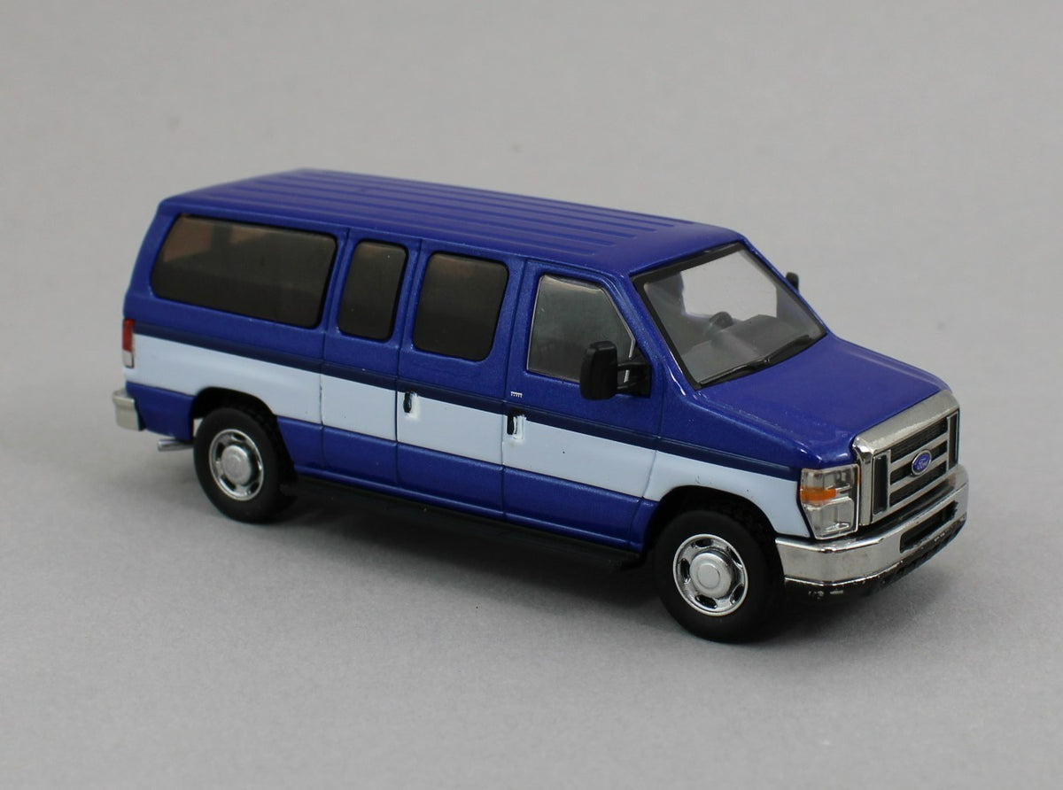 1:64 *596 DIECAST* BLUE & WHITE Ford E350 Econoline Passenger Van *NIB ...