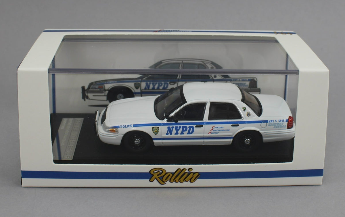 1:64 *ROLLIN DIECAST* NYPD FORD CROWN VICTORIA *SLICK TOP POLICE CAR ...