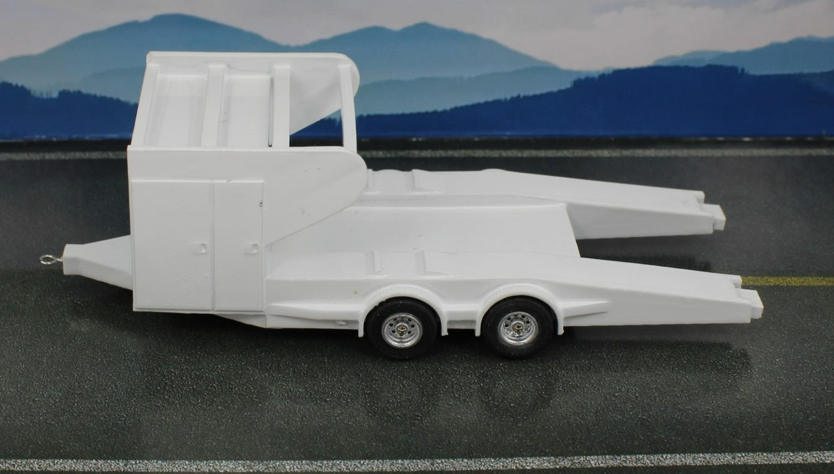 1:64 WHITE Parker Ramp Over Race Car Trailer for ADC Dirt Late Model D ...
