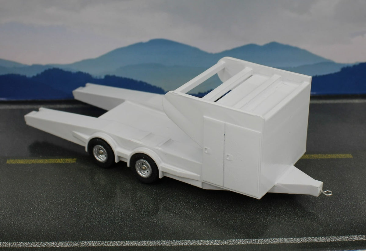 1:64 WHITE Parker Ramp Over Race Car Trailer for ADC Dirt Late Model D ...