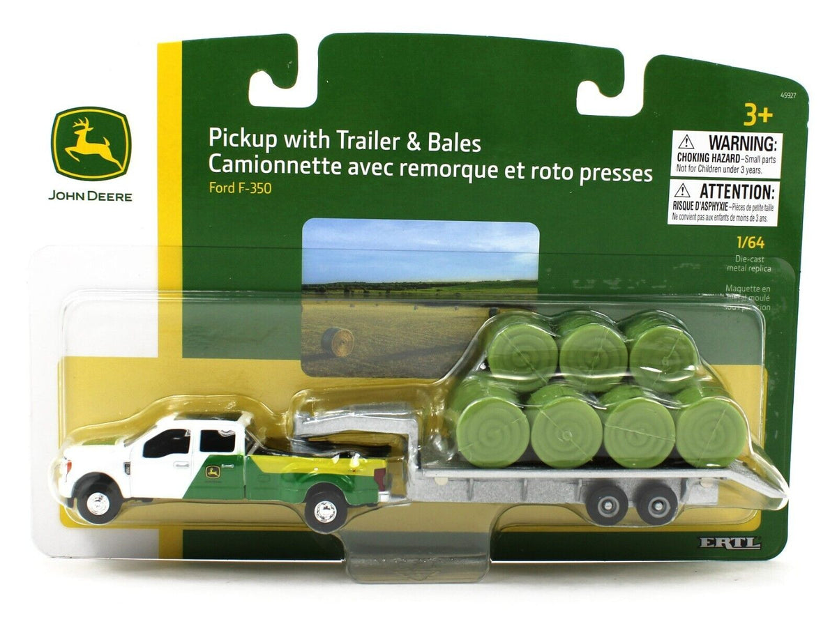 2024 NEW 1:64 ERTL John Deere FORD F350 Dually w/Gooseneck & Round Hay ...