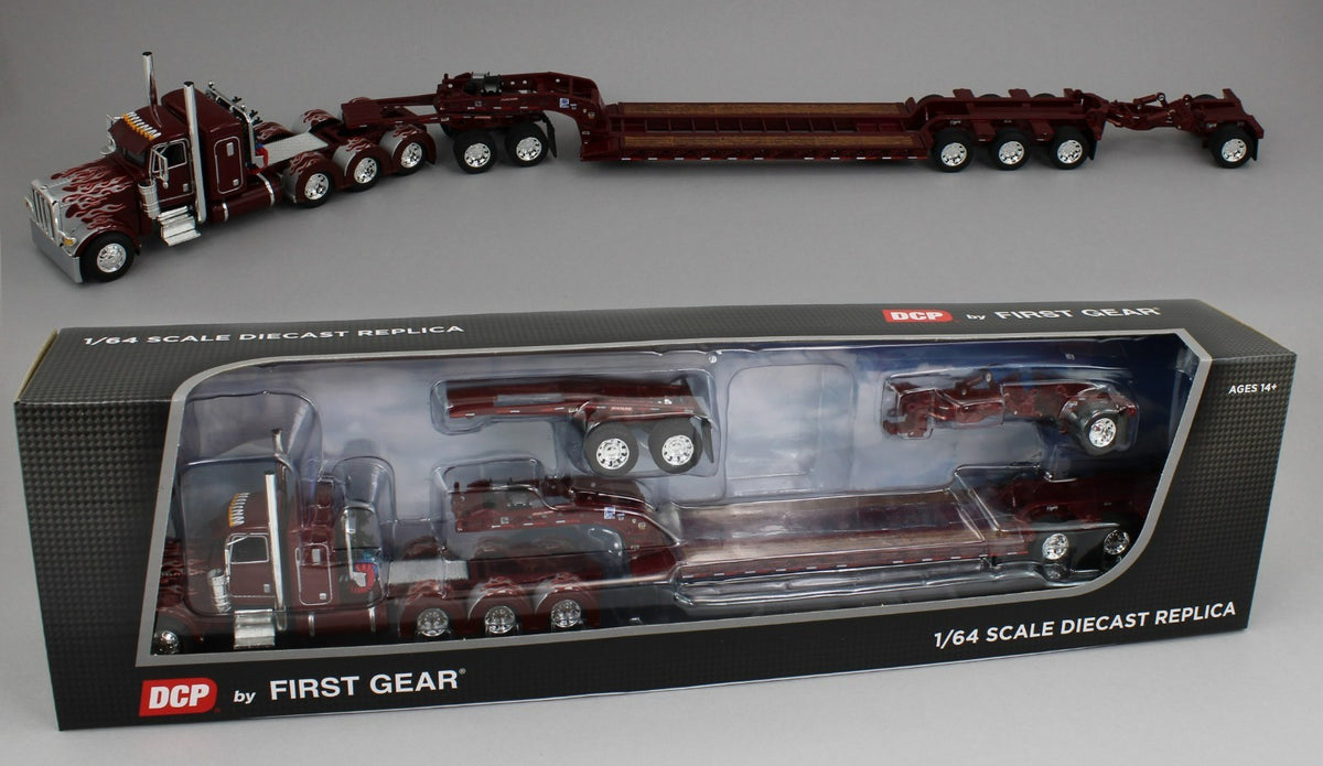 DCP 1:64 *RED & SILVER* Peterbilt 389 36" Flattop HEAVY HAUL Lowboy Je ...