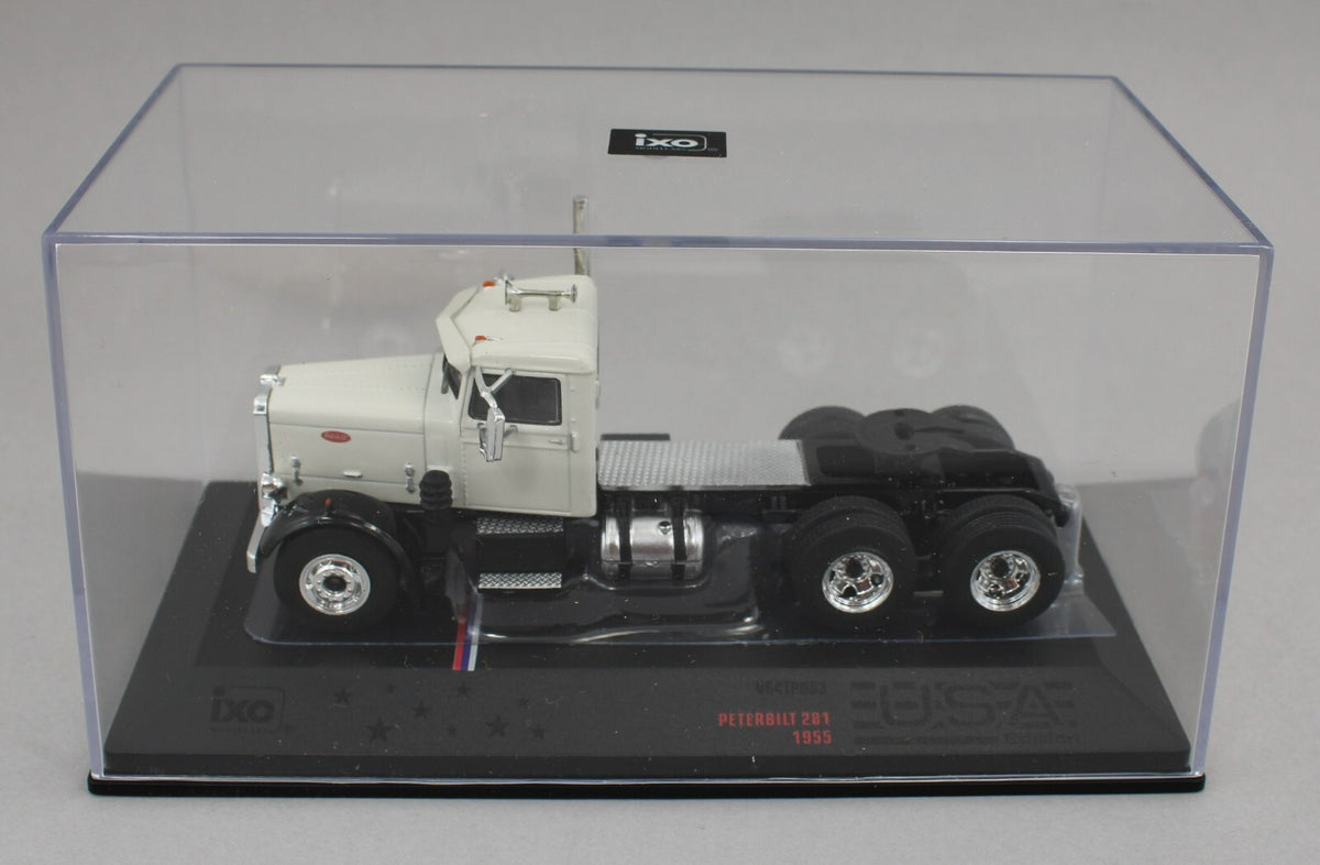 1:64 IXO Models *WHITE & BLACK* 1955 Peterbilt 281 Day Cab Semi Truck ...