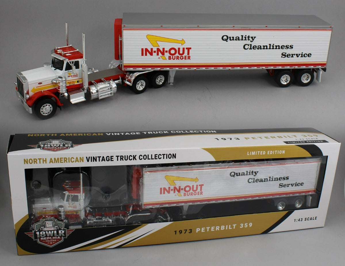 1:43 Iconic Replicas *IN-N-OUT BURGER* Peterbilt 359 Semi Truck & Trai ...