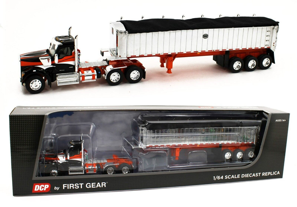 DCP 1:64 *BLACK & ORANGE* Kenworth W990 Day Cab CHROME MAC COAL End Du ...