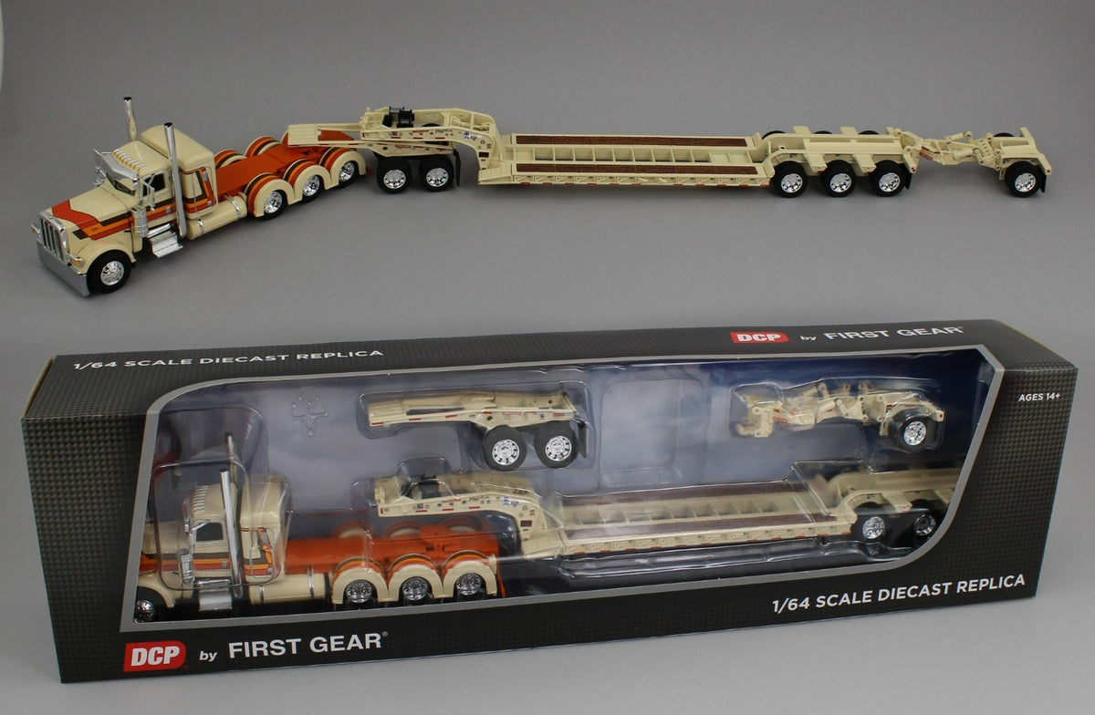DCP 1:64 *BEIGE ORANGE* Peterbilt 389 36" Flattop HEAVY HAUL Lowboy Je ...