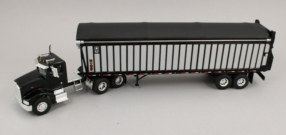 1:64 SpecCast BLACK Peterbilt 385 Semi & Meyer 9140RT Boss Silage Fora ...