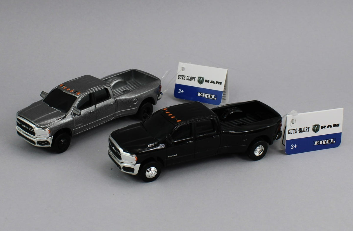 1:64 ERTL 2020 RAM 3500 HD DUALLY Pickup Truck *PAIR* Black & Metallic ...
