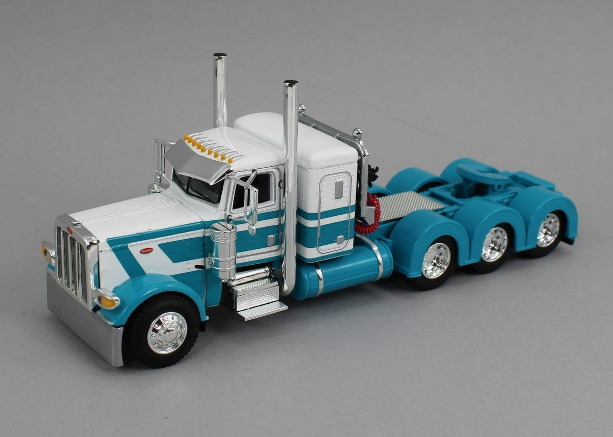 DCP 1:64 *TEAL & WHITE* Peterbilt 389 36" Flattop HEAVY HAUL Lowboy Je ...
