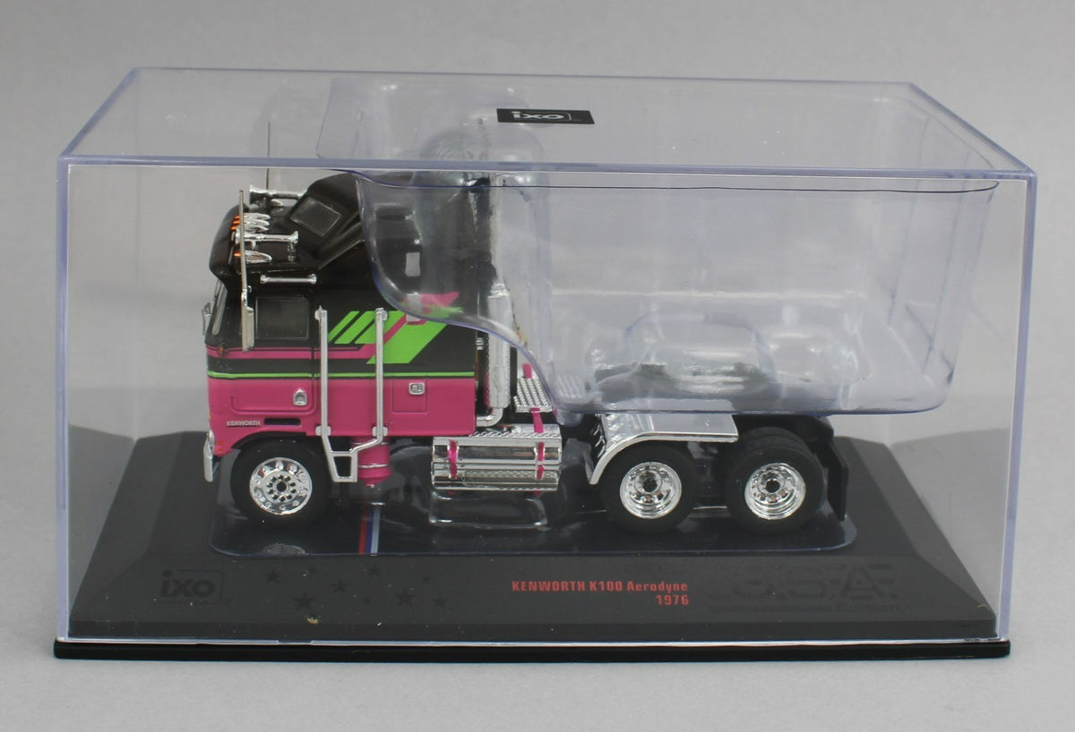 1:64 IXO Models *BLACK & PINK* 1976 Kenworth K100 Aerodyne COE Semi Tr ...