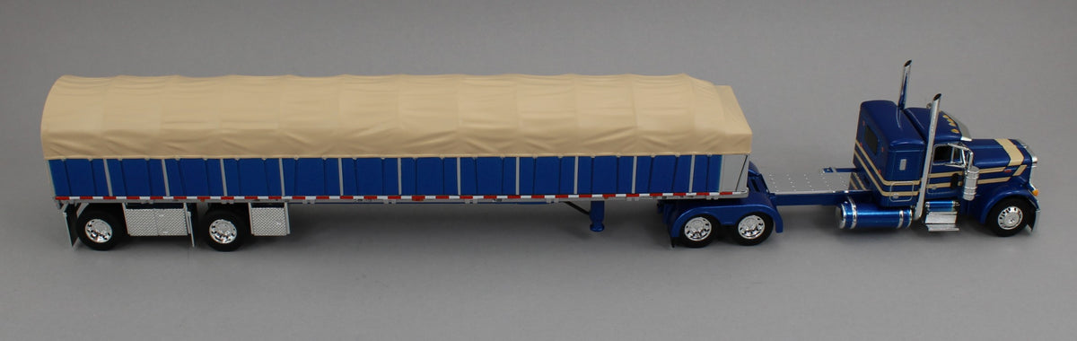 DCP 1:64 *BLUE & TAN* Peterbilt 379 36" Flattop w/Wilson COVERED WAGON ...