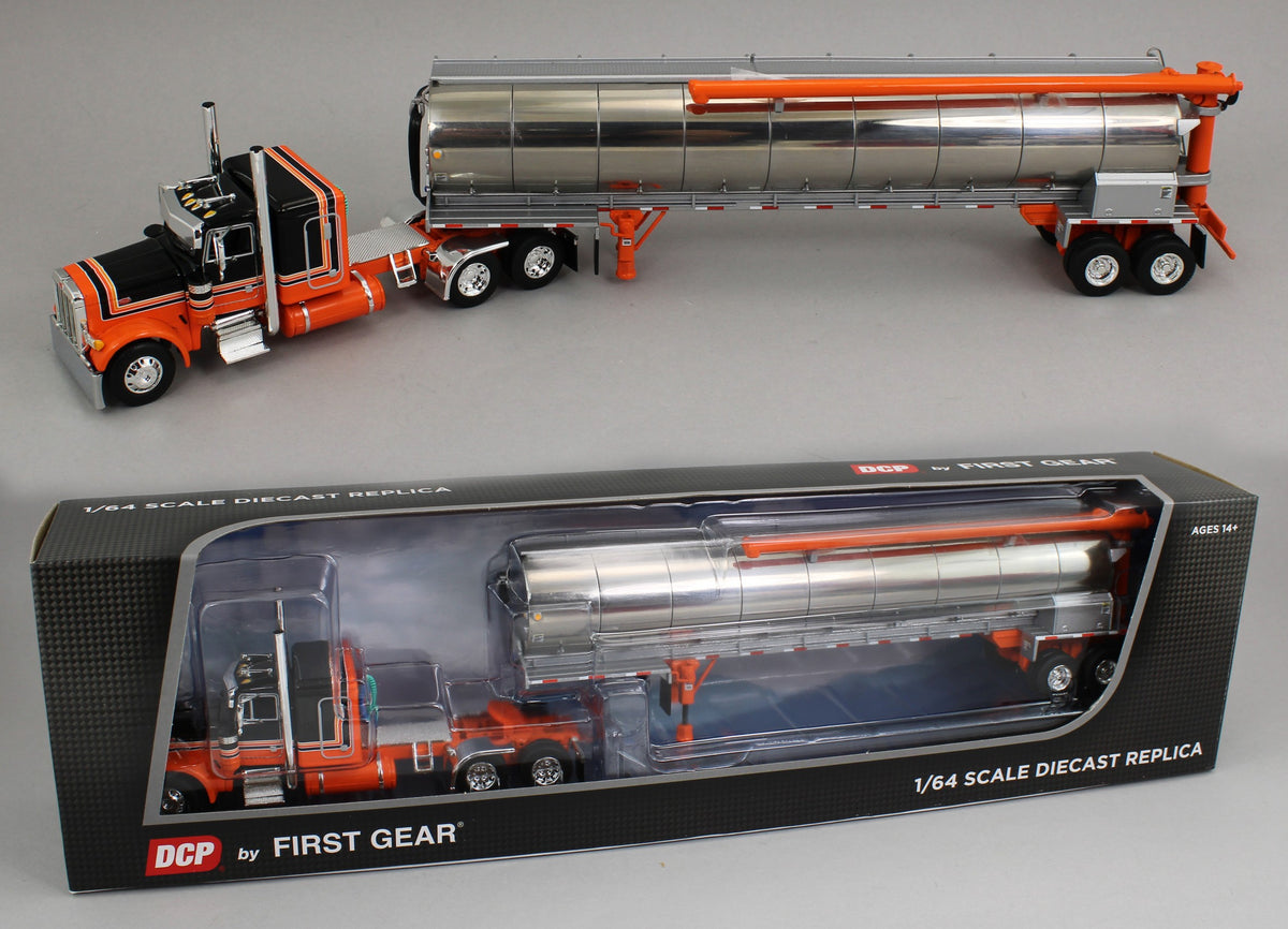 2025 DCP 1:64 *BLACK* Peterbilt 379 48" Flattop w/Walinga Bulk Feed Tr ...