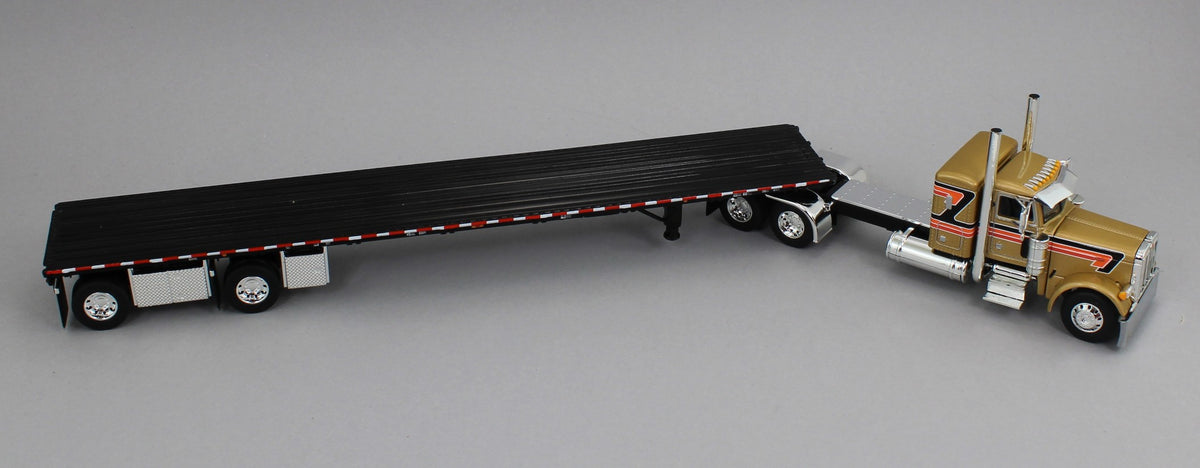 2025 DCP 1:64 *GOLD* Peterbilt 379 36" Flattop w/53' Spread-Axle FLATB ...
