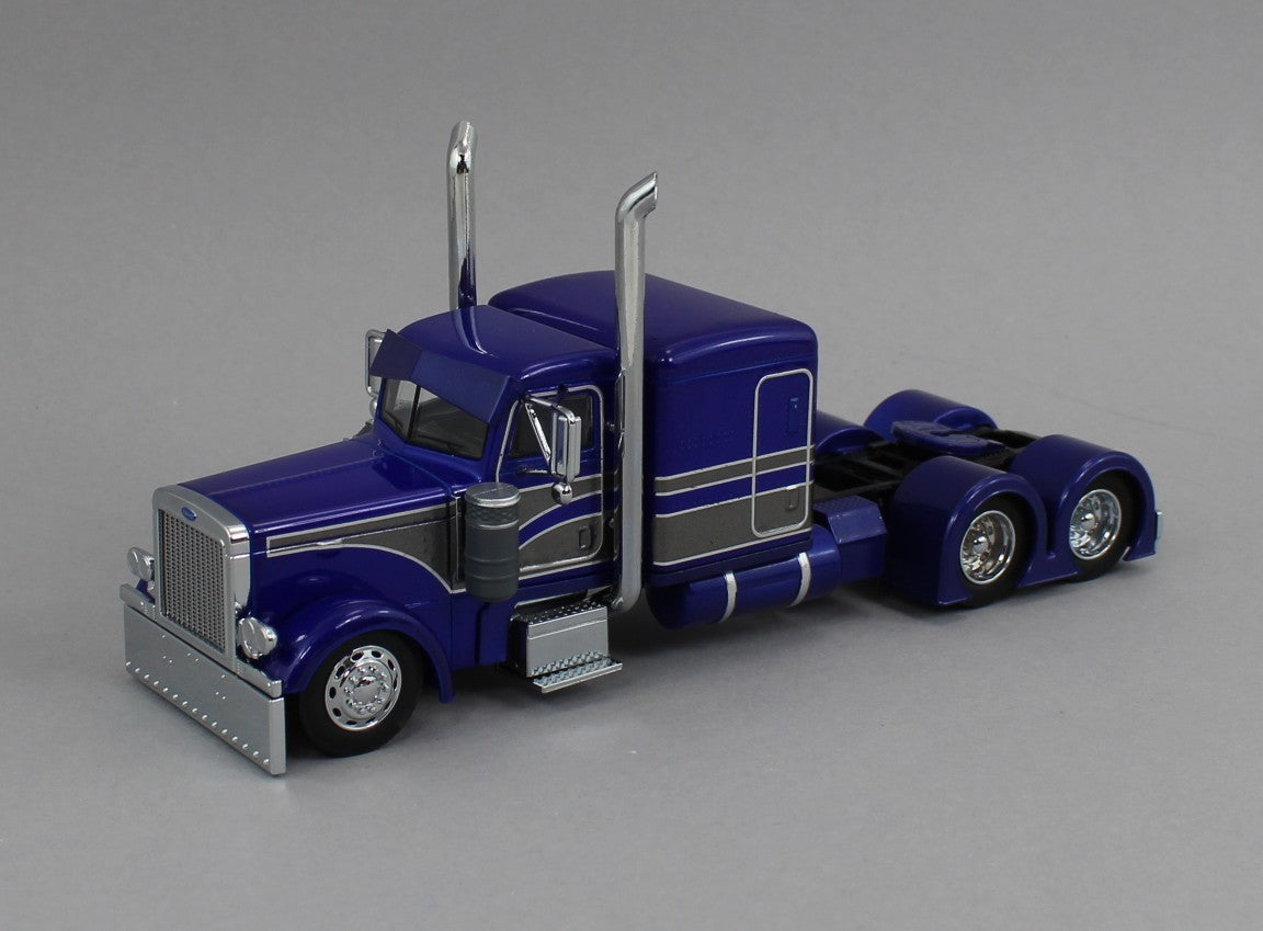 1:64 *596 DIECAST* Blue & Grey PETERBILT 379 Flattop Semi Truck *NEW ...