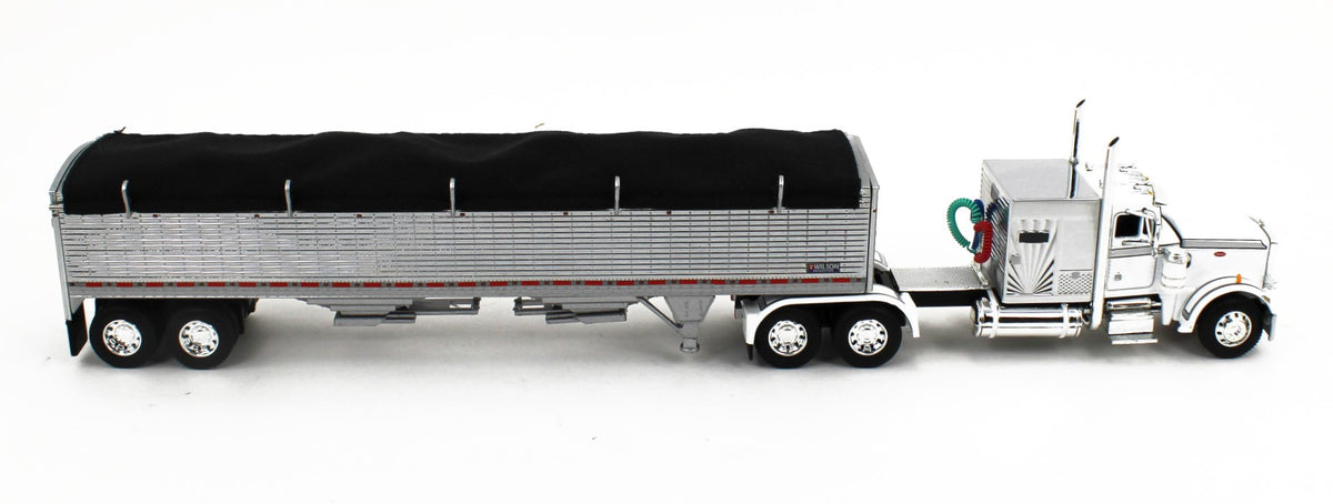 DCP 1:64 *WHITE* Peterbilt 359 Mercury Sleeper & Chrome Wilson Grain T ...