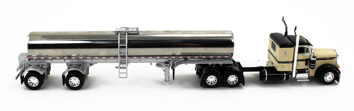 1:64 DCP *BLACK & TAN* Peterbilt 379 36" Flattop w/Walker Spread-Axle ...