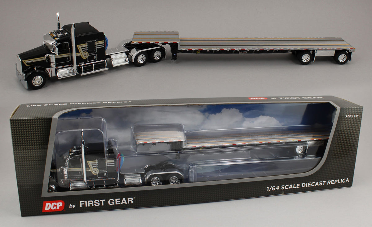 DCP 1:64 *BLACK* Kenworth 100th W900L 72" Aero Flattop w/Transcraft St ...