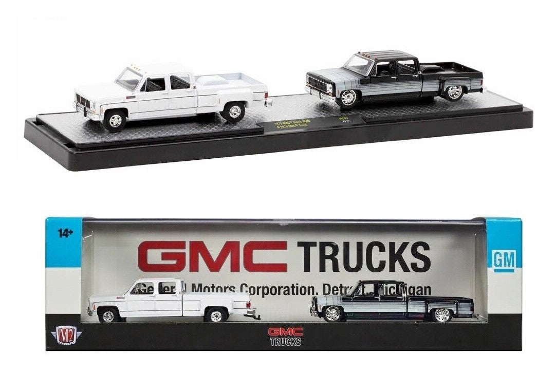 2024 M2 MACHINES 1:64 *GMC TRUCKS* 1973 & 1976 Sierra 3500 Dually SET ...