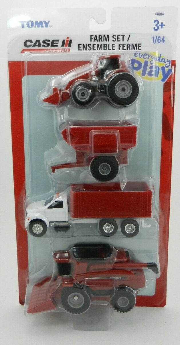 ERTL 1:64 CASE IH *FARM HARVESTING SET* Combine Grain Cart & Truck Tra ...