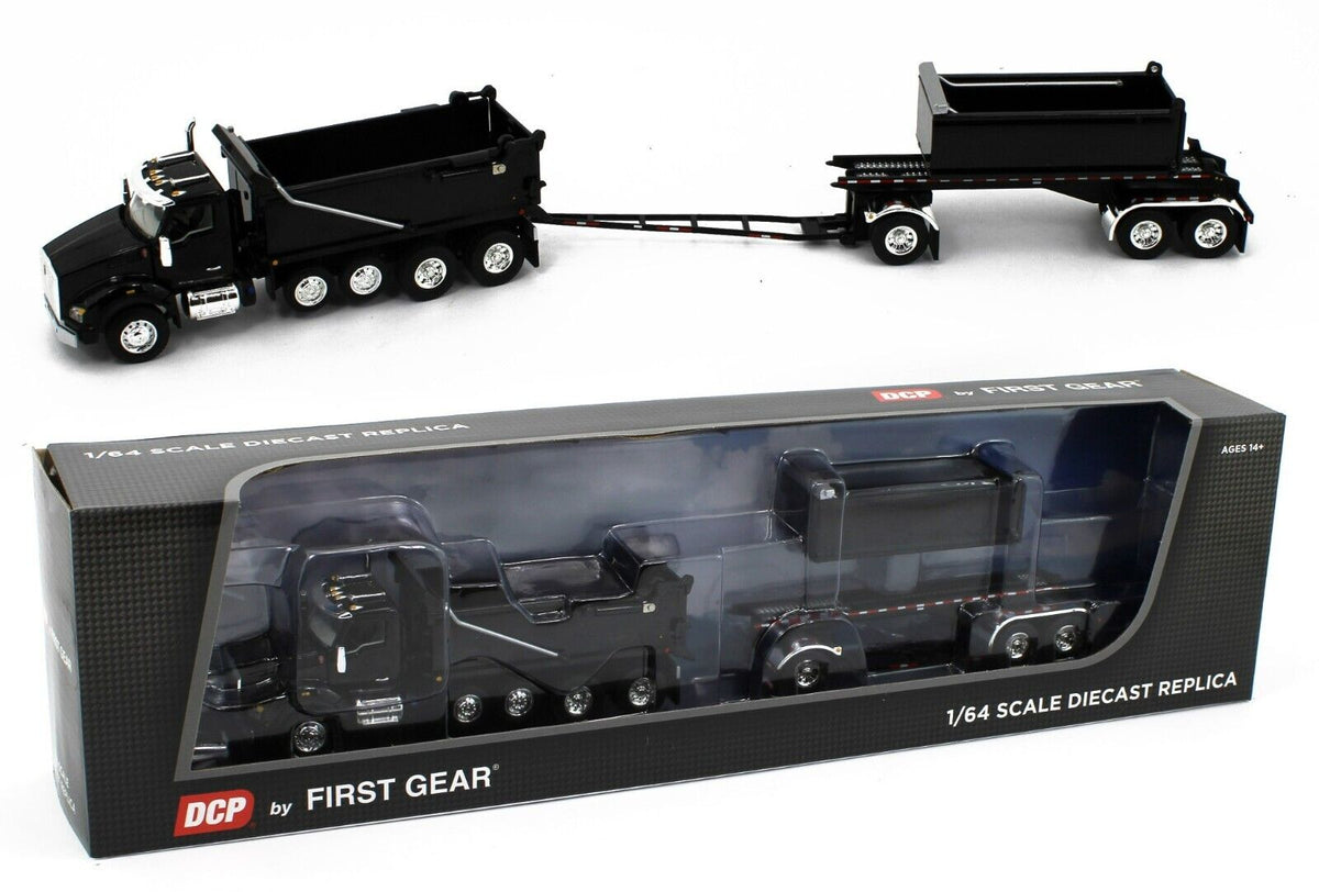 2022 DCP 1:64 *BLACK* Kenworth T880 Rogue Dump Truck & Transfer Dump T ...