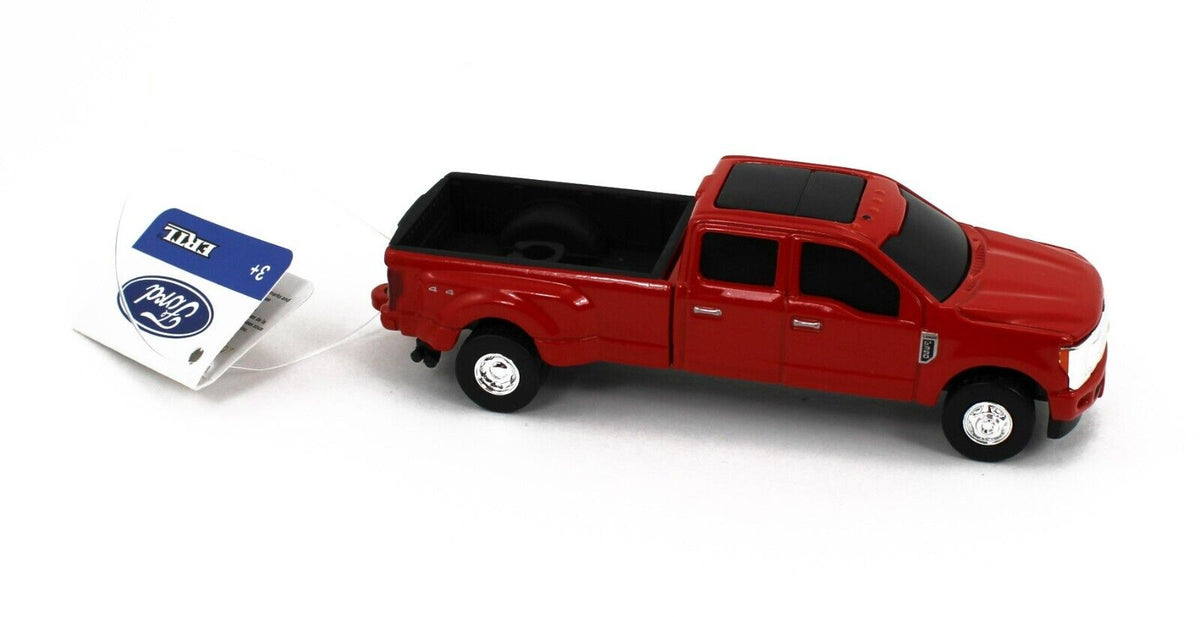 1:64 ERTL Ford F350 Crew Cab DUALLY Pickup Truck *PAIR* Red & Gunmetal ...