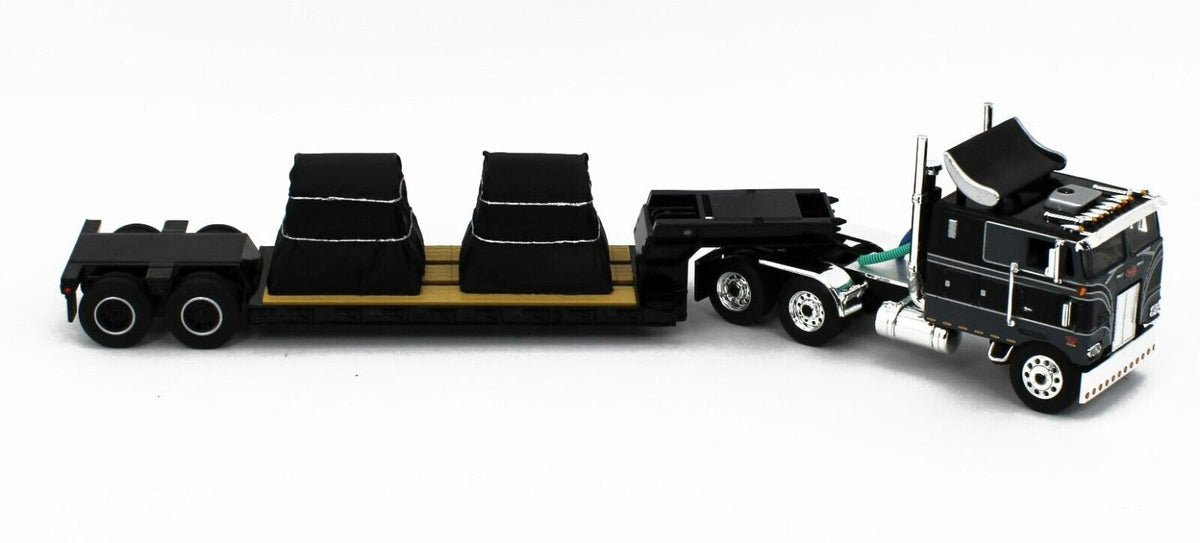2023 DCP 1:64 *BLACK & GREY* Peterbilt 352 COE 110" w/Rogers Lowboy ...