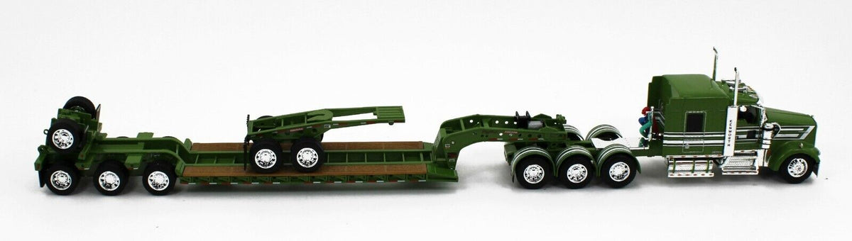 2023 DCP 1:64 *GREEN* Tri-Axle Kenworth W900L Aero Flattop w/LOWBOY ...