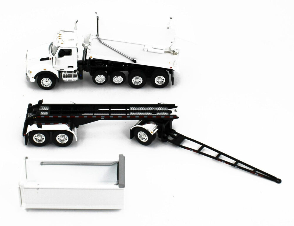 2022 DCP 1:64 *WHITE* Kenworth T880 Rogue Dump Truck & Transfer Dump T ...