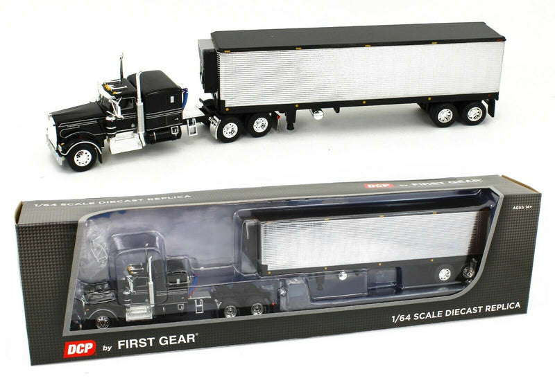 2021 DCP 1:64 *BLACK* Kenworth W900A Chrome Sided 40' Vintage Reefer T ...