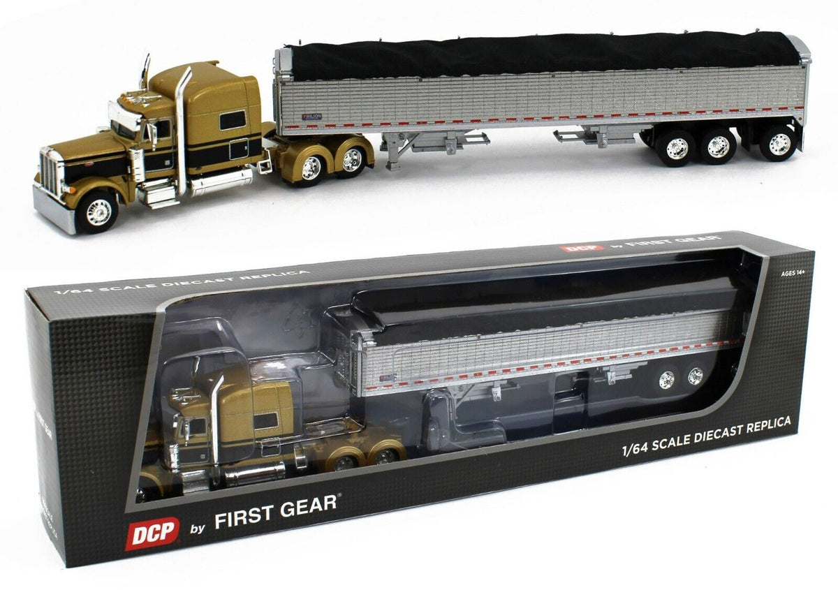2022 DCP 1:64 *GOLD* Peterbilt 379 70" w/WILSON 50' Tri-Axle Grain Tra ...