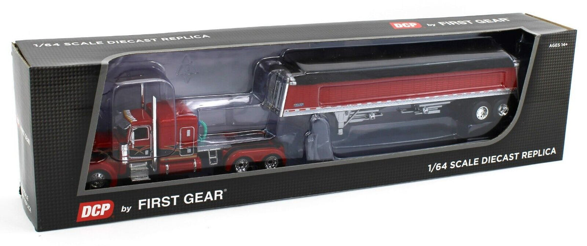 2022 DCP 1:64 *RED & BLACK* Peterbilt 389 63" Flattop w/Wilson GRAIN T ...