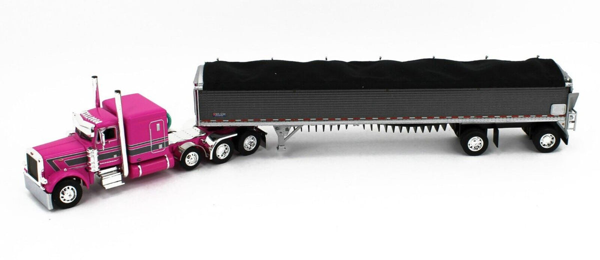 DCP 1:64 *HOT PINK* Peterbilt 379 63" Flattop WILSON 50' Belt Grain Tr ...