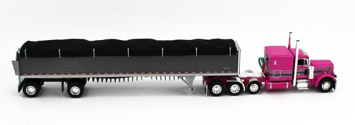 DCP 1:64 *HOT PINK* Peterbilt 379 63" Flattop WILSON 50' Belt Grain Tr ...