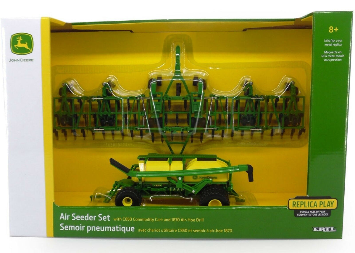 NEW! ERTL 1:64 JOHN DEERE AIR SEEDER SET 1870 Air-Hoe Drill C850 Commo ...