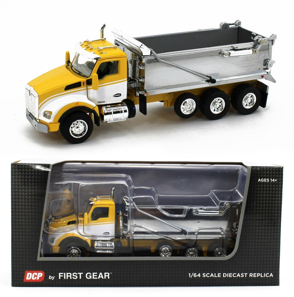 2022 DCP 1:64 *YELLOW & WHITE w/CHROME* Kenworth T880 Rogue Dump Truck ...