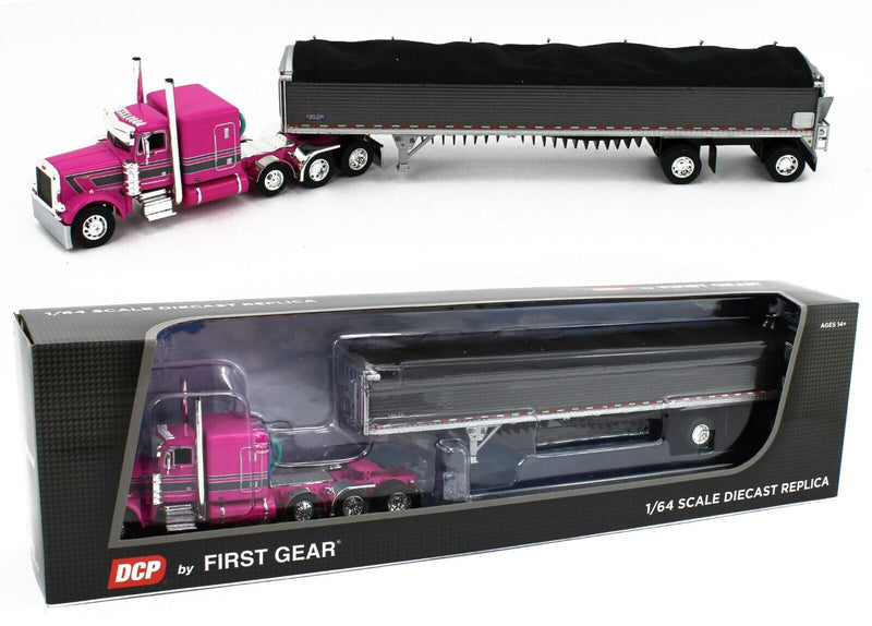 DCP 1:64 *HOT PINK* Peterbilt 379 63" Flattop WILSON 50' Belt Grain Tr ...