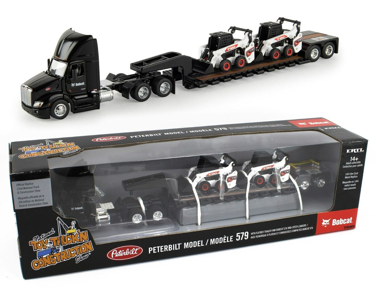 2022 ERTL 1:64 *BOBCAT* Peterbilt 579 Semi w/Lowboy & (2) S76 Skidstee| mc2-toys