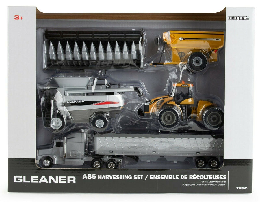 2021 ERTL 1:64 GLEANER AGCO HARVESTING SET *COMBINE TRACTOR GRAIN CART ...