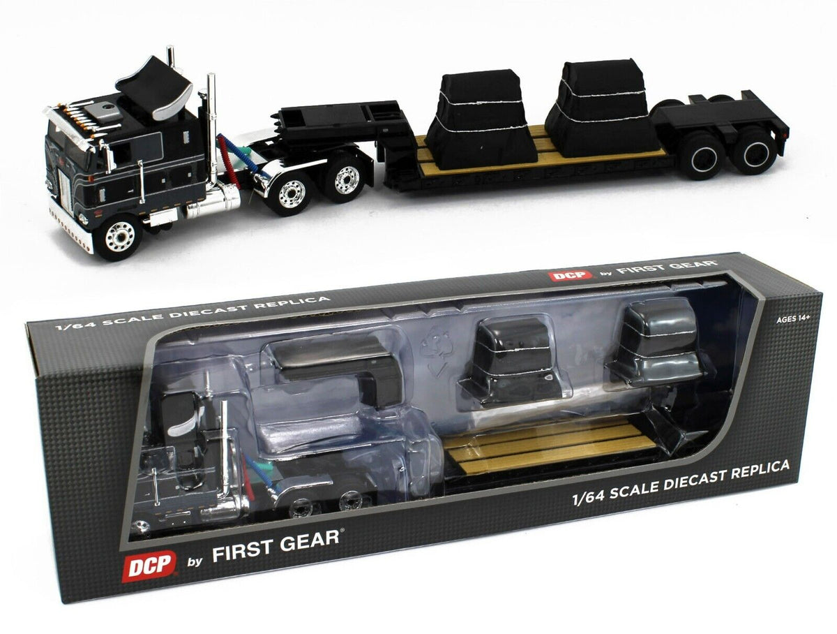 2023 DCP 1:64 *BLACK & GREY* Peterbilt 352 COE 110" w/Rogers Lowboy ...