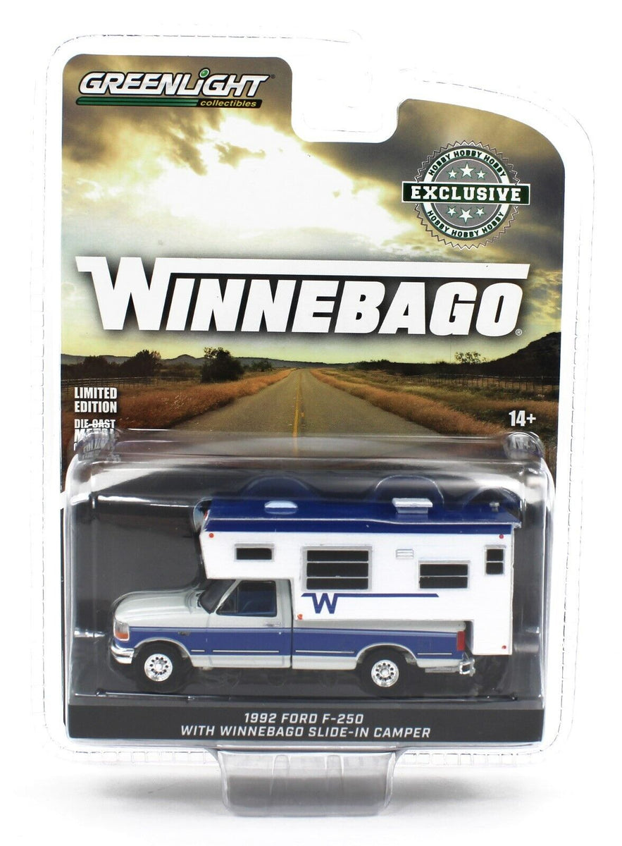 1:64 GreenLight *WINNEBAGO* White & Blue 1992 Ford F250 CAMPER Truck ...