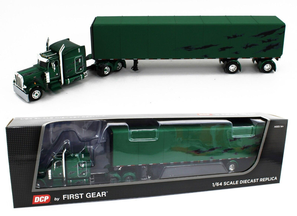 DCP 1:64 *GREEN & BLACK* Peterbilt 359 63" Mid-roof & Utility ROLL TAR ...