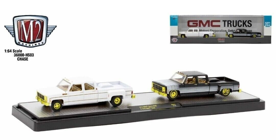 2024 M2 MACHINES 1:64 *GMC TRUCKS* 1973 & 1976 Sierra 3500 Dually *CHA ...