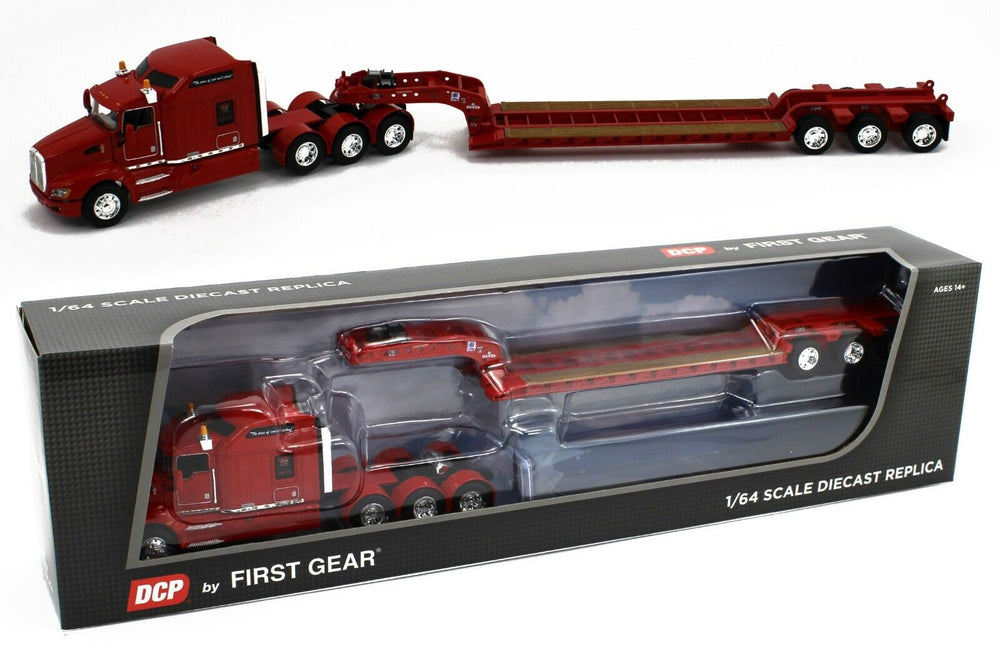 2023 DCP 1:64 *RED* Tri-Axle Kenworth T660 Aerodyne w/Magnitude Lowboy ...