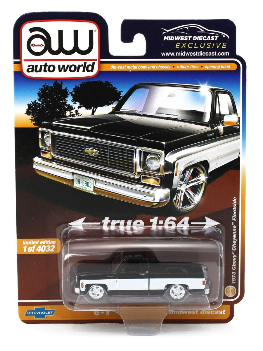 1:64 Auto World *HOBBY EX* BLACK & WHITE 1973 Chevy Cheyenne C10 Fleet ...