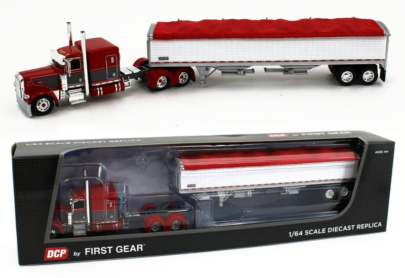2023 DCP 1:64 *RED & GRAY* Peterbilt 389 63" Flattop w/WILSON GRAIN TR ...