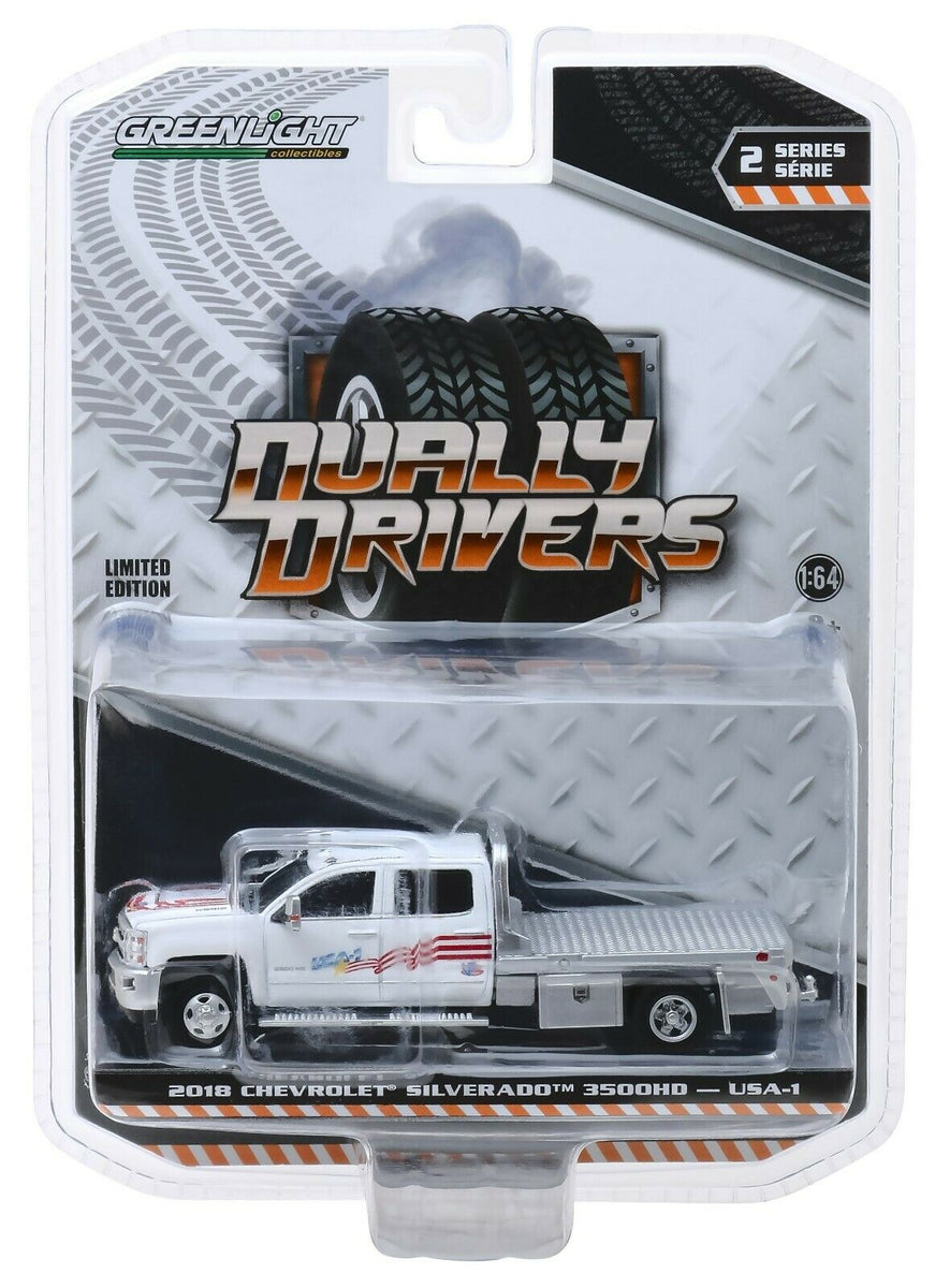 1:64 GreenLight *DUALLY DRIVERS 2* USA-1 2018 Chevrolet Silverado FLAT ...