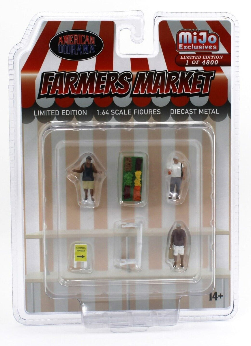 1:64 AMERICAN DIORAMA *DIECAST* 6pc *FARMERS MARKET* Model Figures NIP ...