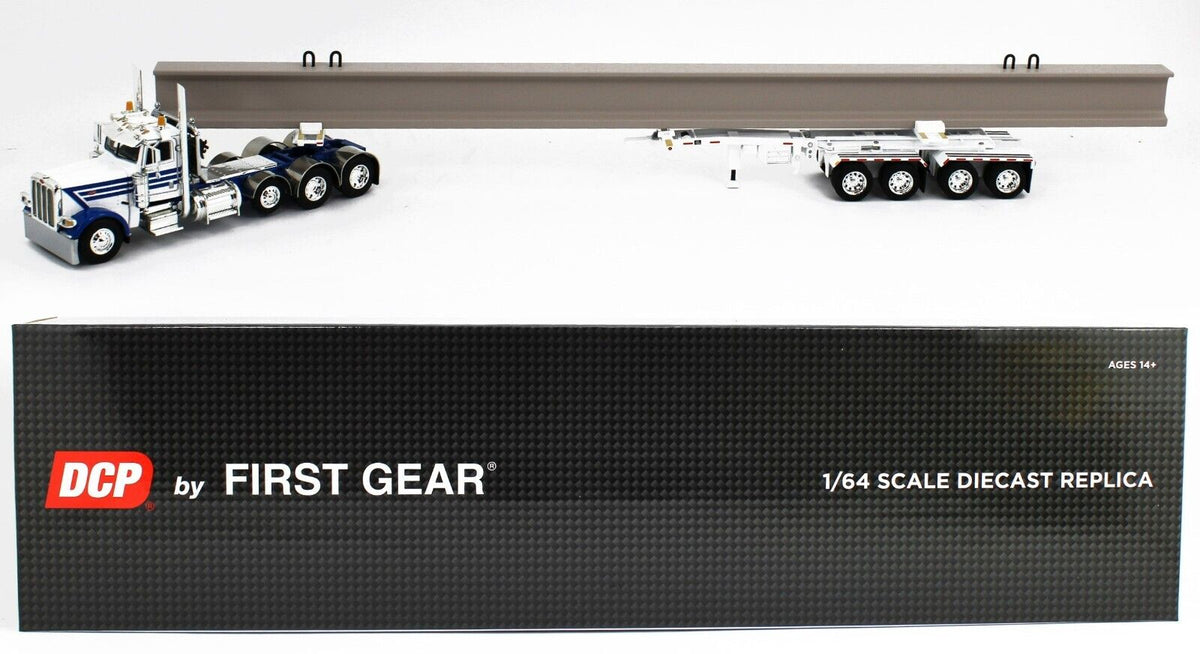 2023 DCP 1:64 *WHITE & BLUE* 389 Peterbilt & ERMC Hydra-Steer BRIDGE B ...