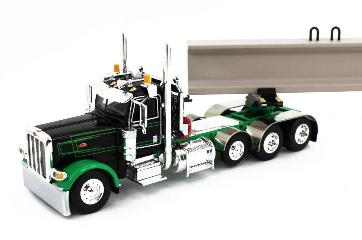 2023 DCP 1:64 *BLACK & GREEN* 389 Peterbilt & ERMC Hydra-Steer BRIDGE ...