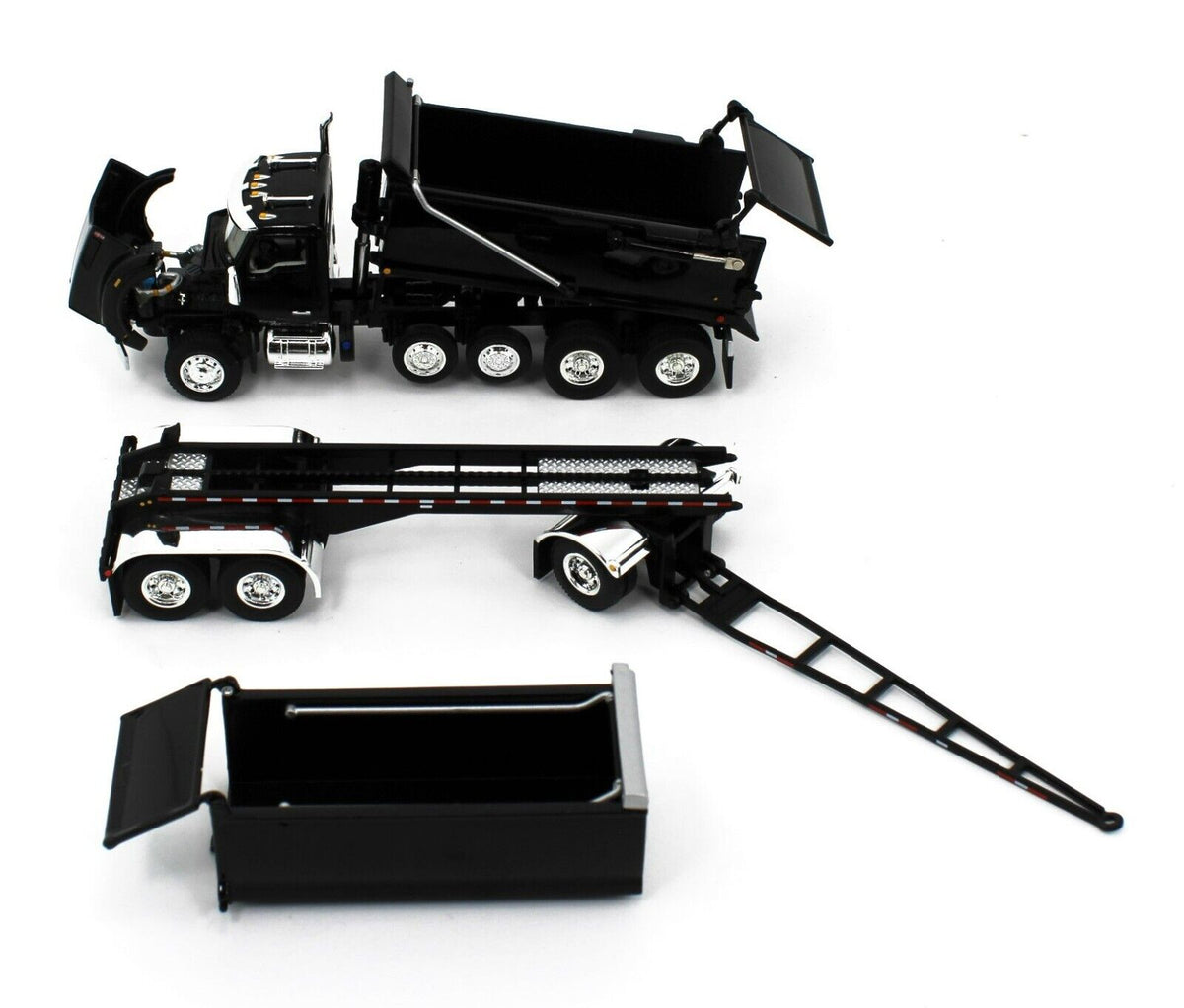 2022 DCP 1:64 *BLACK* Kenworth T880 Rogue Dump Truck & Transfer Dump T ...
